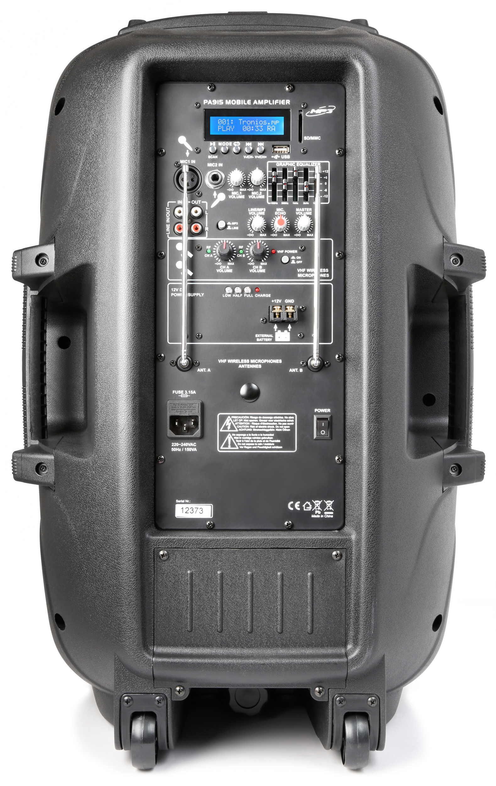 Vonyx SPJ-PA915 Mobile Amp ABS 15" 2 UHF